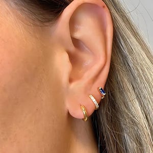 18G Sapphire Cartilage Hoop Earrings • Tragus Earrings • Tiny Hoop Earrings • Cartilage Hoop ...