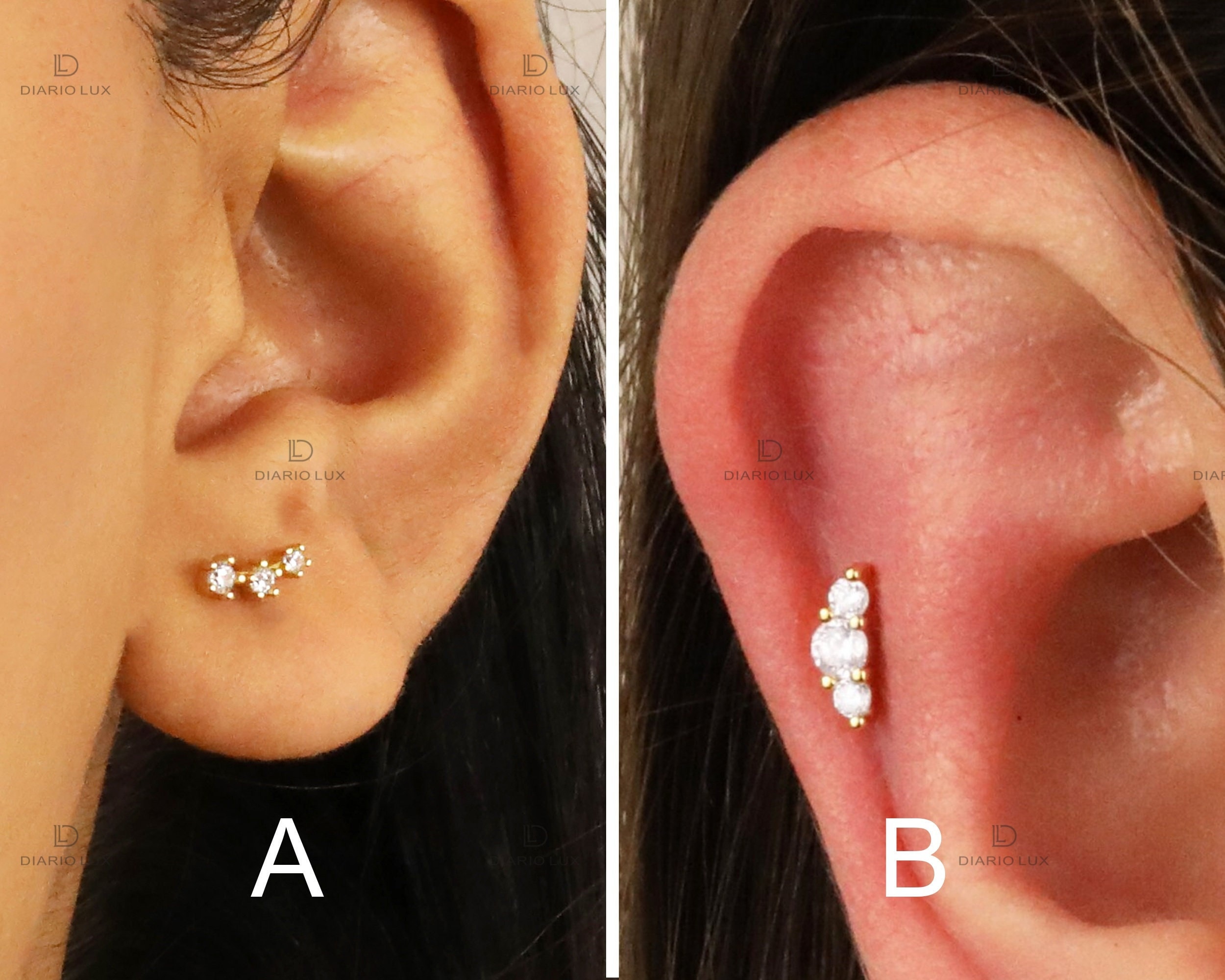 Climber Flat Back Labret Cartilage Earrings Tragus Stud - Etsy UK