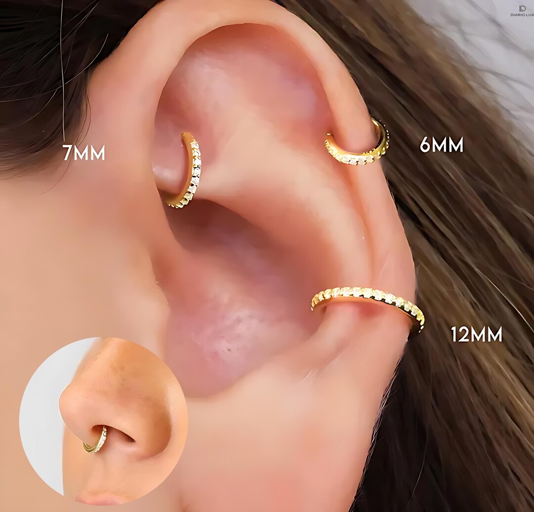 Paved Septum 18G Clicker Hoop, Nose Ring, Conch Hoop, Hoop Earring ...