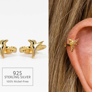 18G Hummingbird Cartilage Hoop Earring Upper Helix Earring Lower Lobe Hoop Earring Ear Stack ...