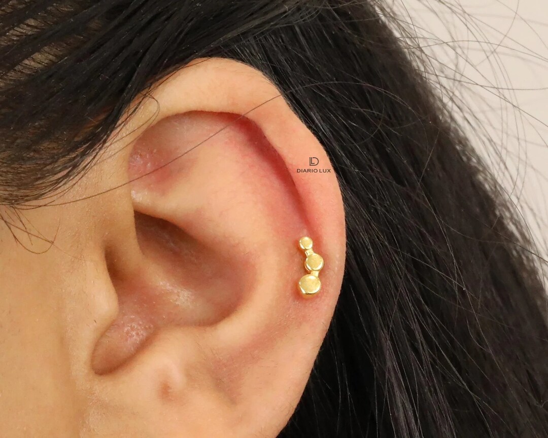Gold Dot Climber Flat Back Labret, Cartilage Earrings, Tragus Stud ...