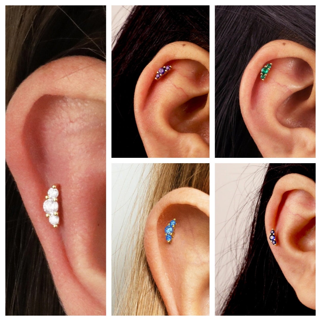 Five Popular Climber Flat Back Labret, Cartilage Earrings, Tragus Stud ...