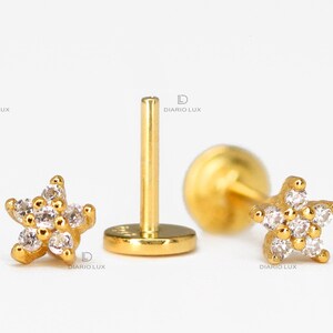 Five Petal Flower Threadless Push Pin, Cartilage Earrings, Tragus Stud ...