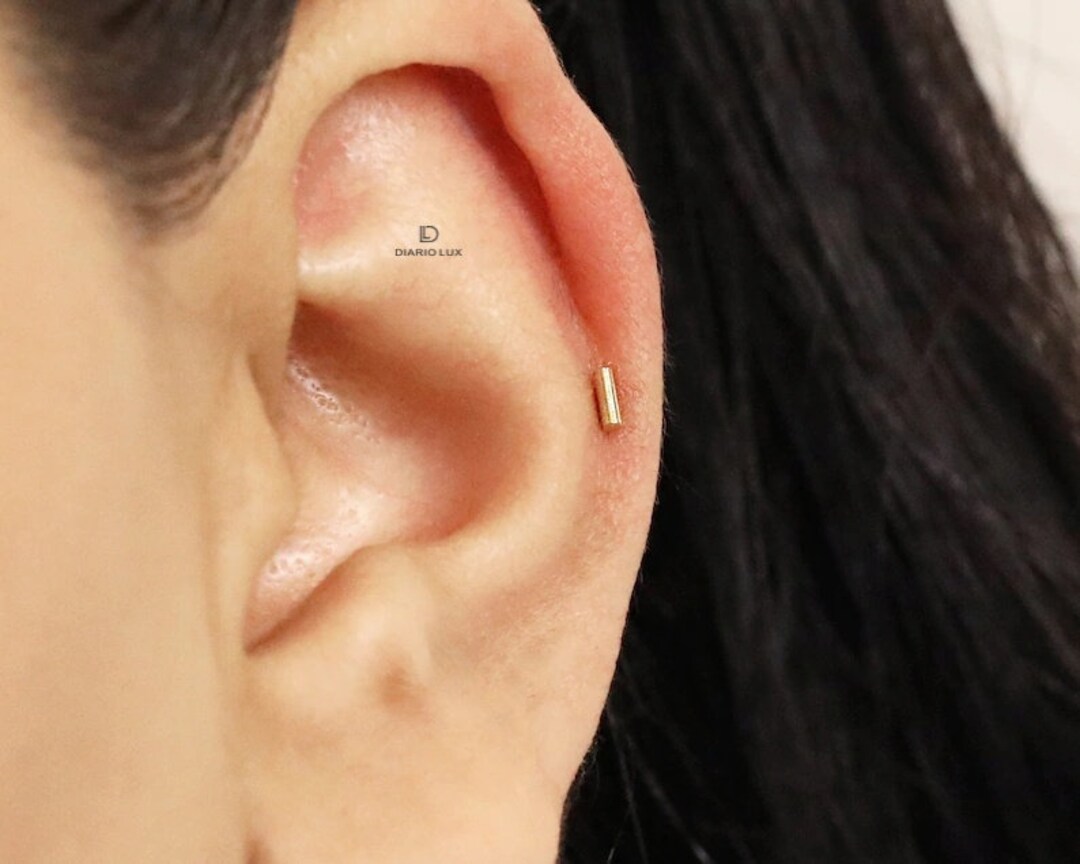 Tiny Bar Threadless Push Pin, Cartilage Earrings, Tragus Stud, Helix ...