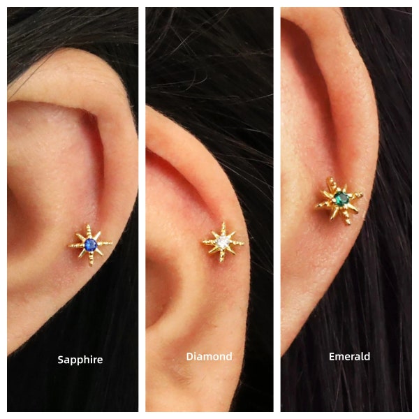 Silver Star Helix Earrings - Etsy