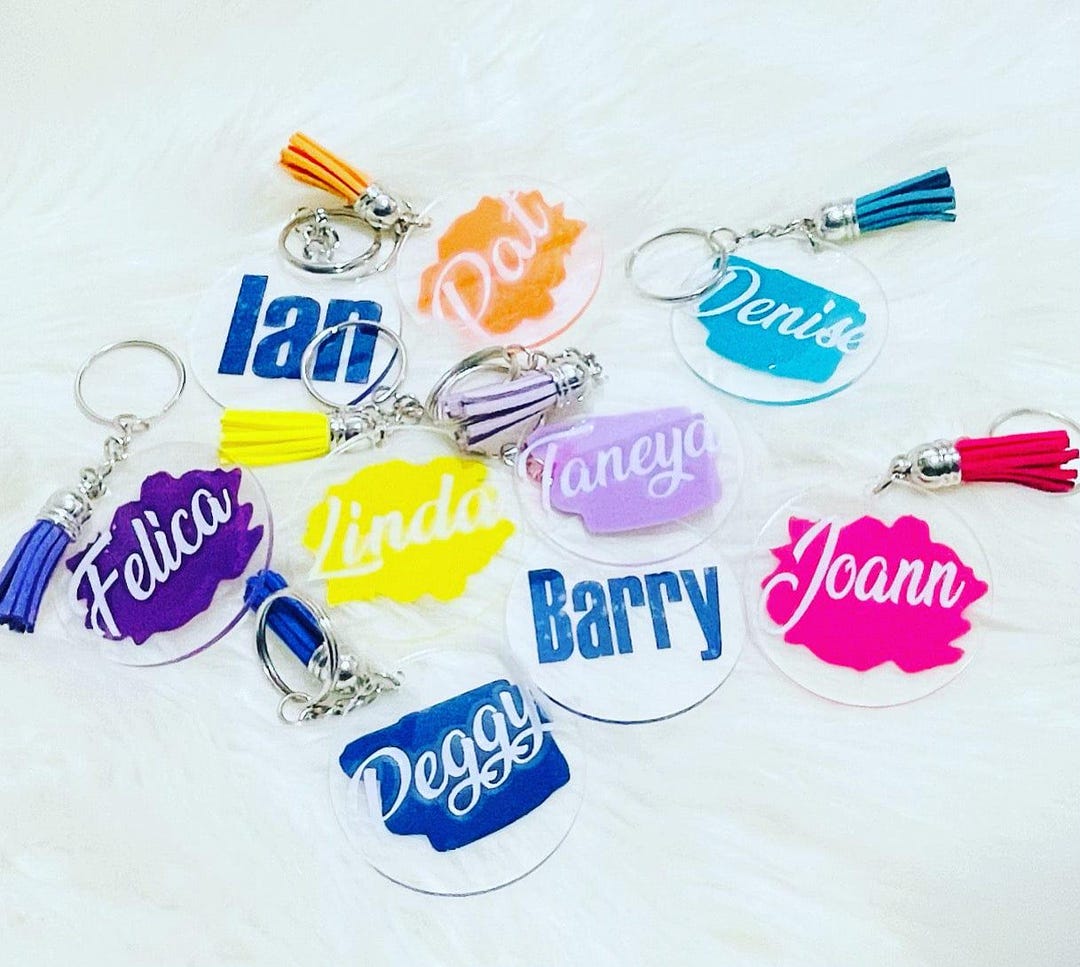 Customizable Name Acrylic Keychains - Etsy
