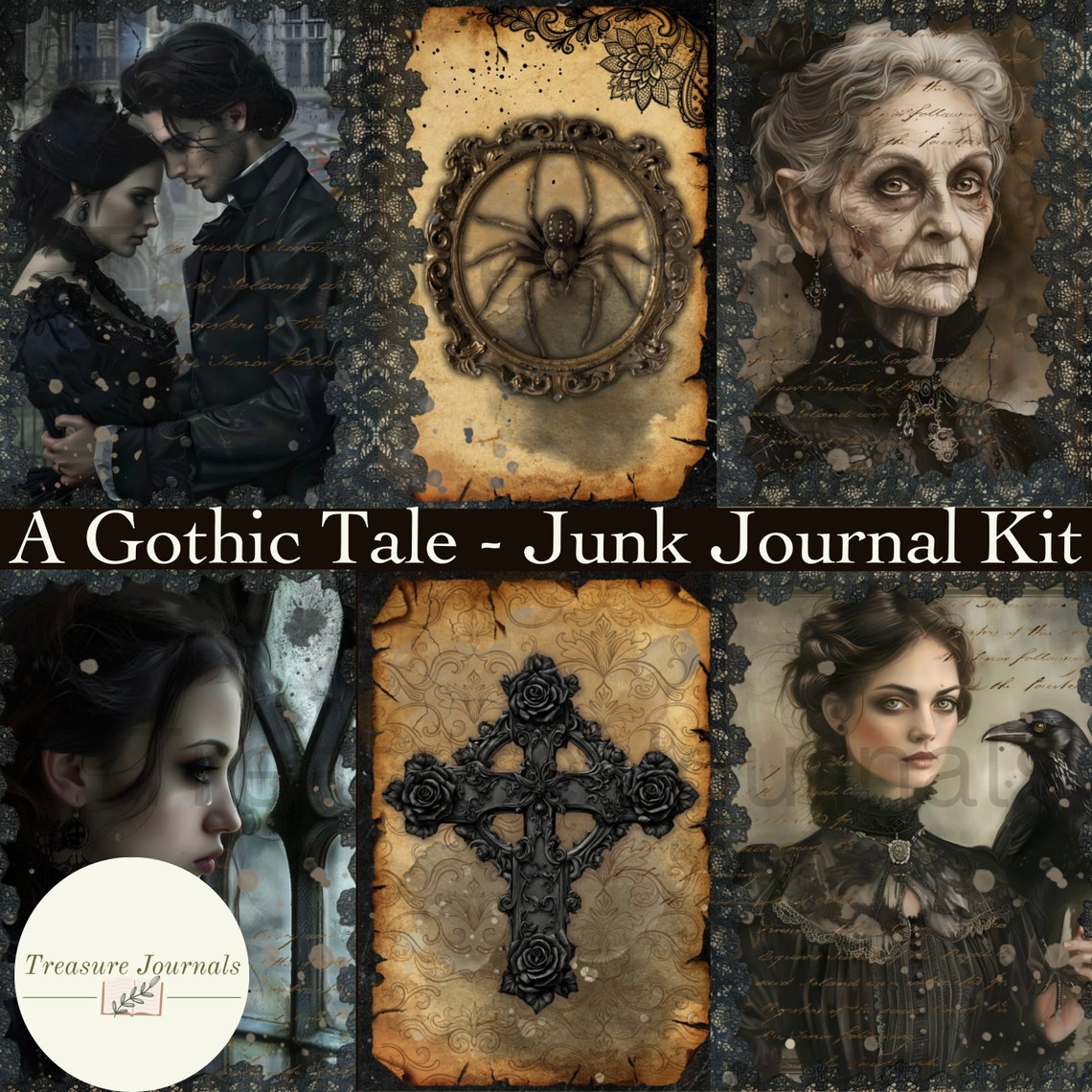 Gothic Tale Junk Journal Pages Digital Kit Printable Victorian, Raven ...