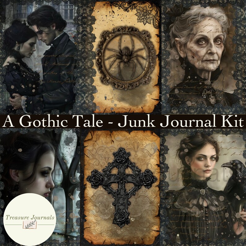 Gothic Tale Junk Journal Pages Digital Kit Printable Victorian, Raven ...