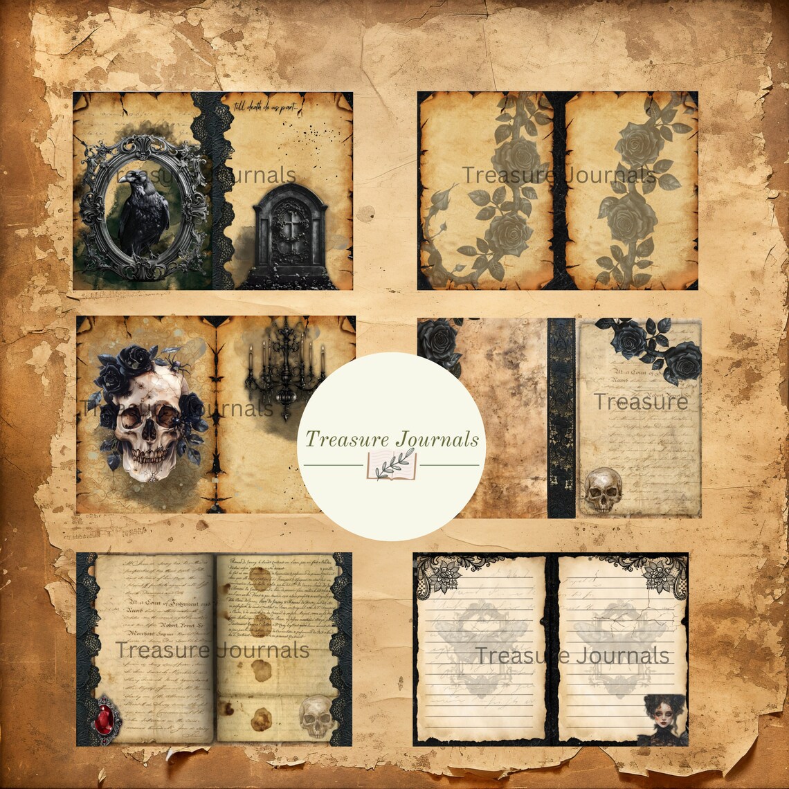 Gothic Tale Junk Journal Pages Digital Kit Printable Victorian, Raven ...