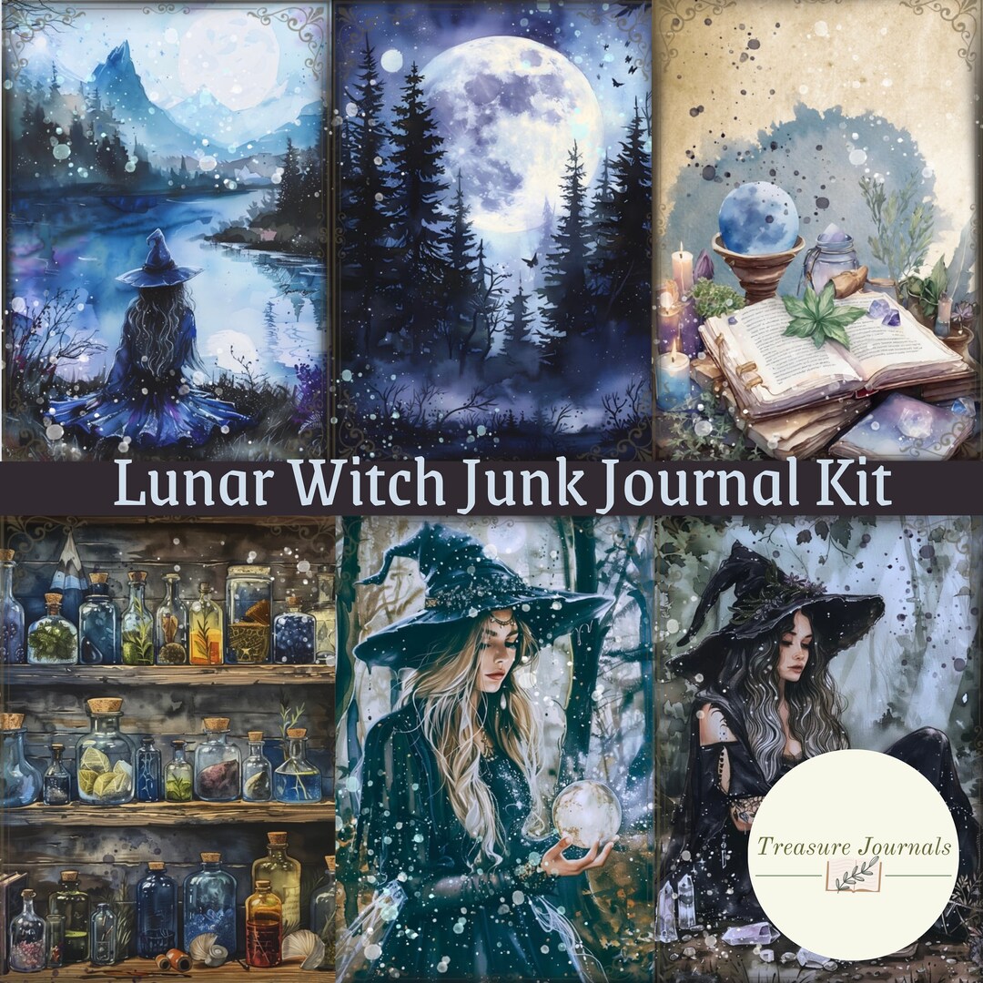 Lunar Witch Junk Journal Digital Kit Printable, Celestial, Moon, Junk ...