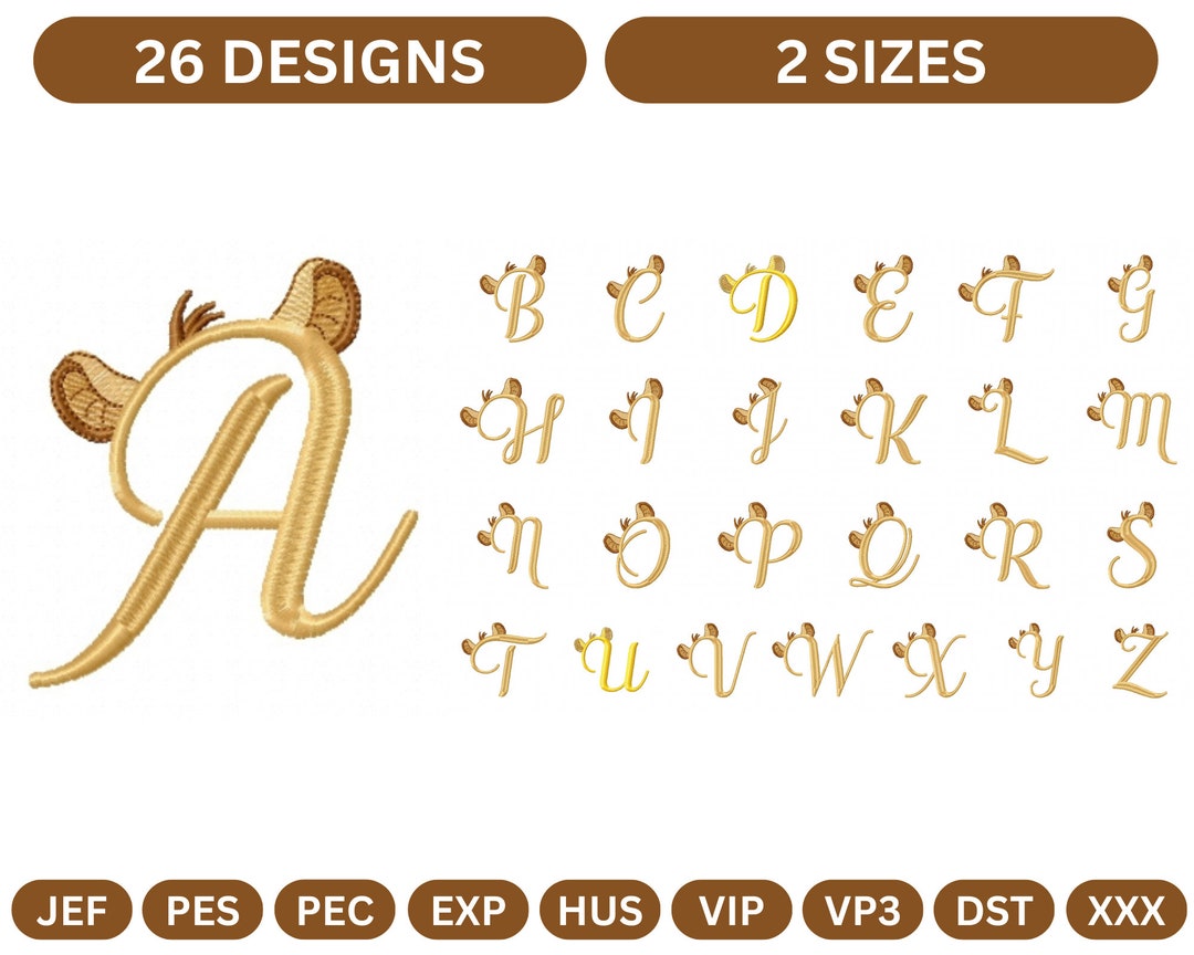 26 Types Alphabet Embroidery Design Machine Embroidery Pattern 2 Size ...