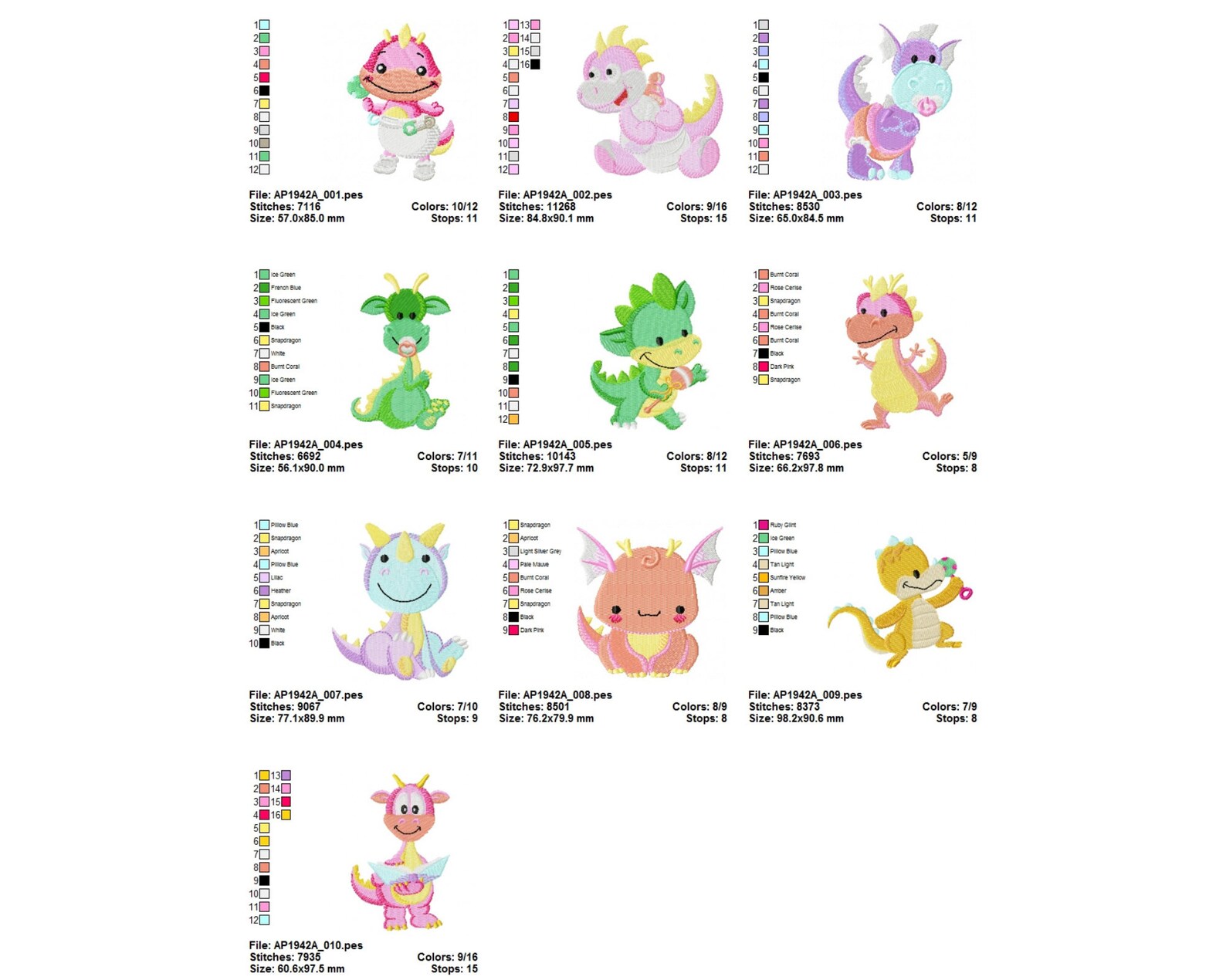 Baby Dinosaur Embroidery Designs Little Dino Machine Embroidery Pattern ...