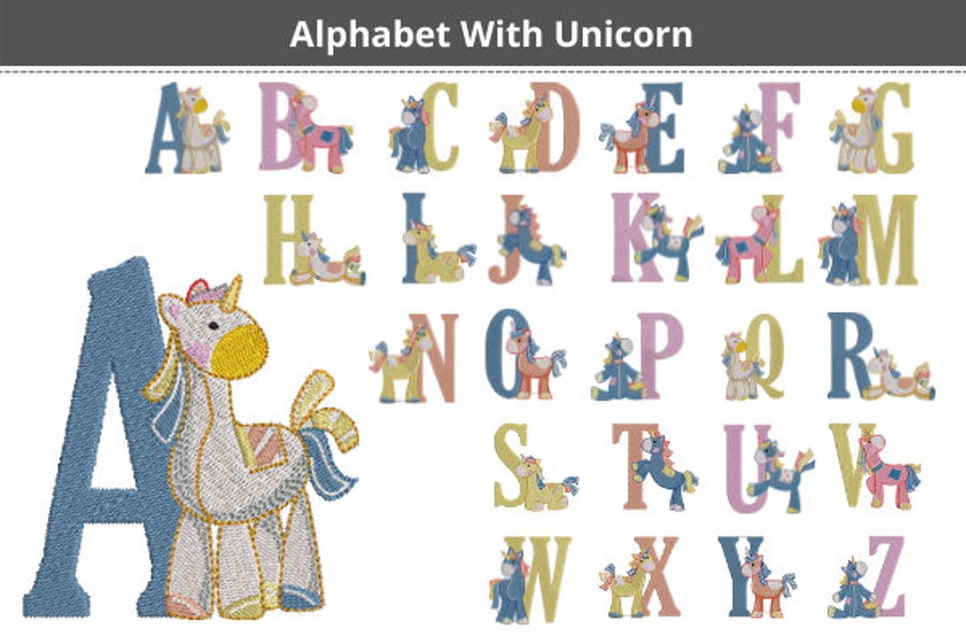 26 Types Alphabet With Unicorn Embroidery Design - Font-monograms ...
