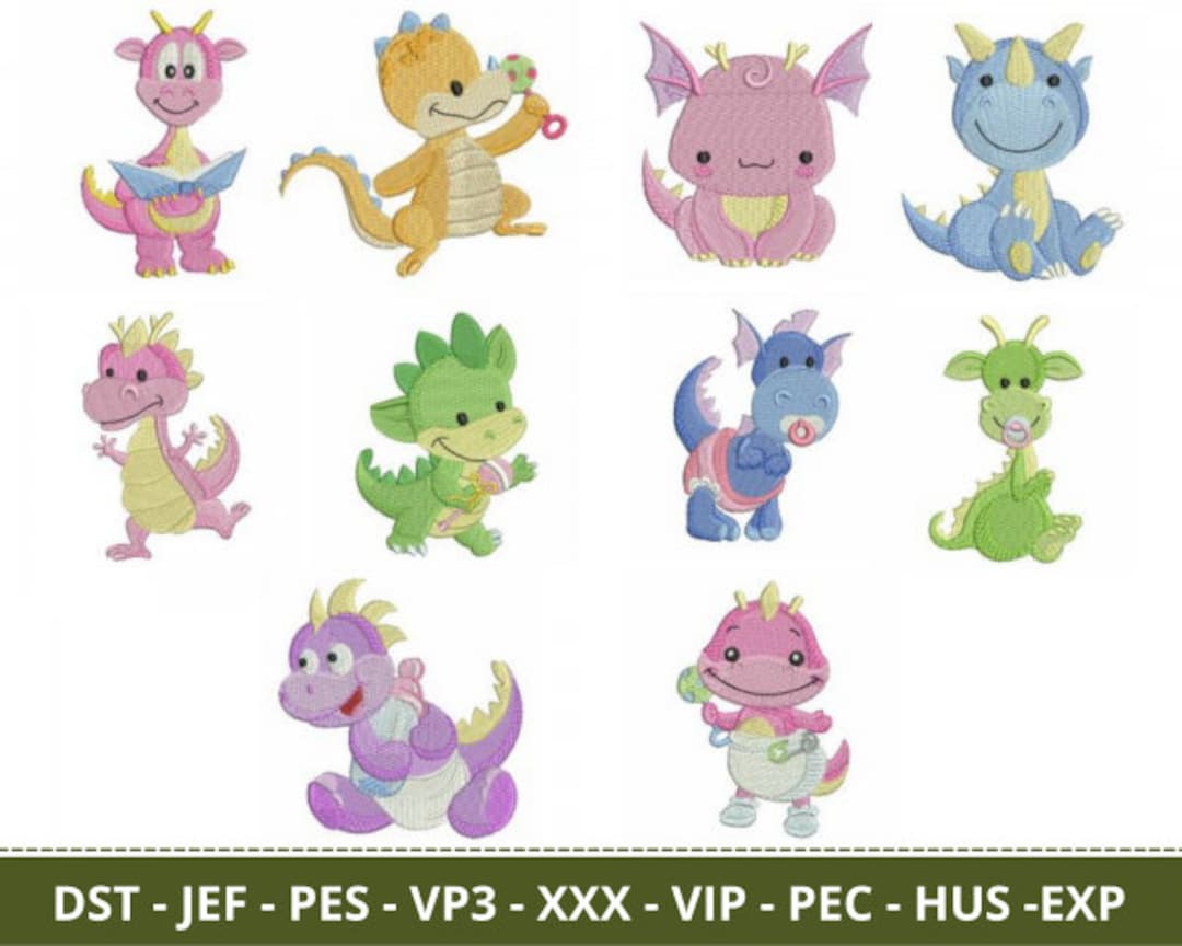 Baby Dinosaur Embroidery Designs - Little Dino Machine Embroidery ...