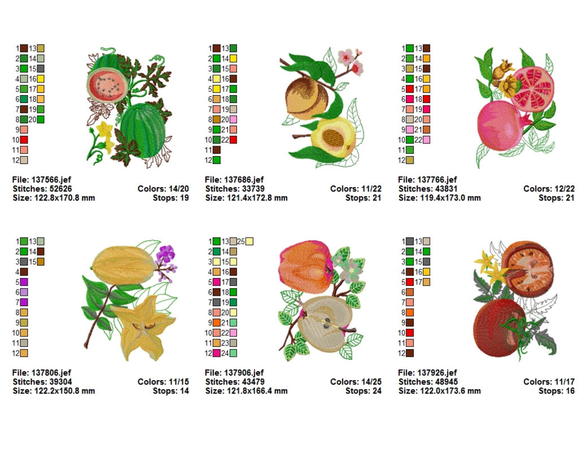 Fruits Embroidery Design Instant Download - Etsy