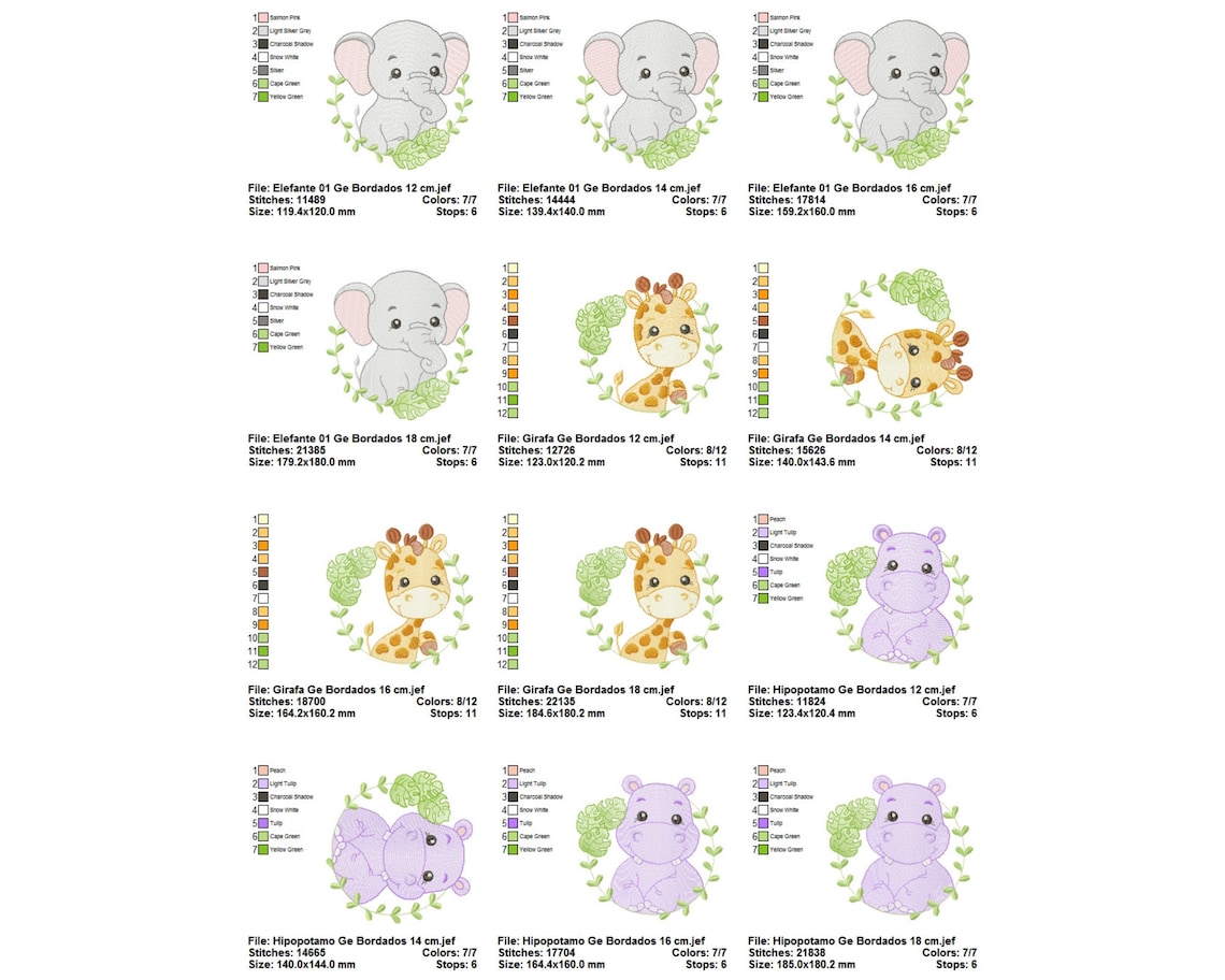 Baby Animal Machine Embroidery Design, Instant Download - Etsy