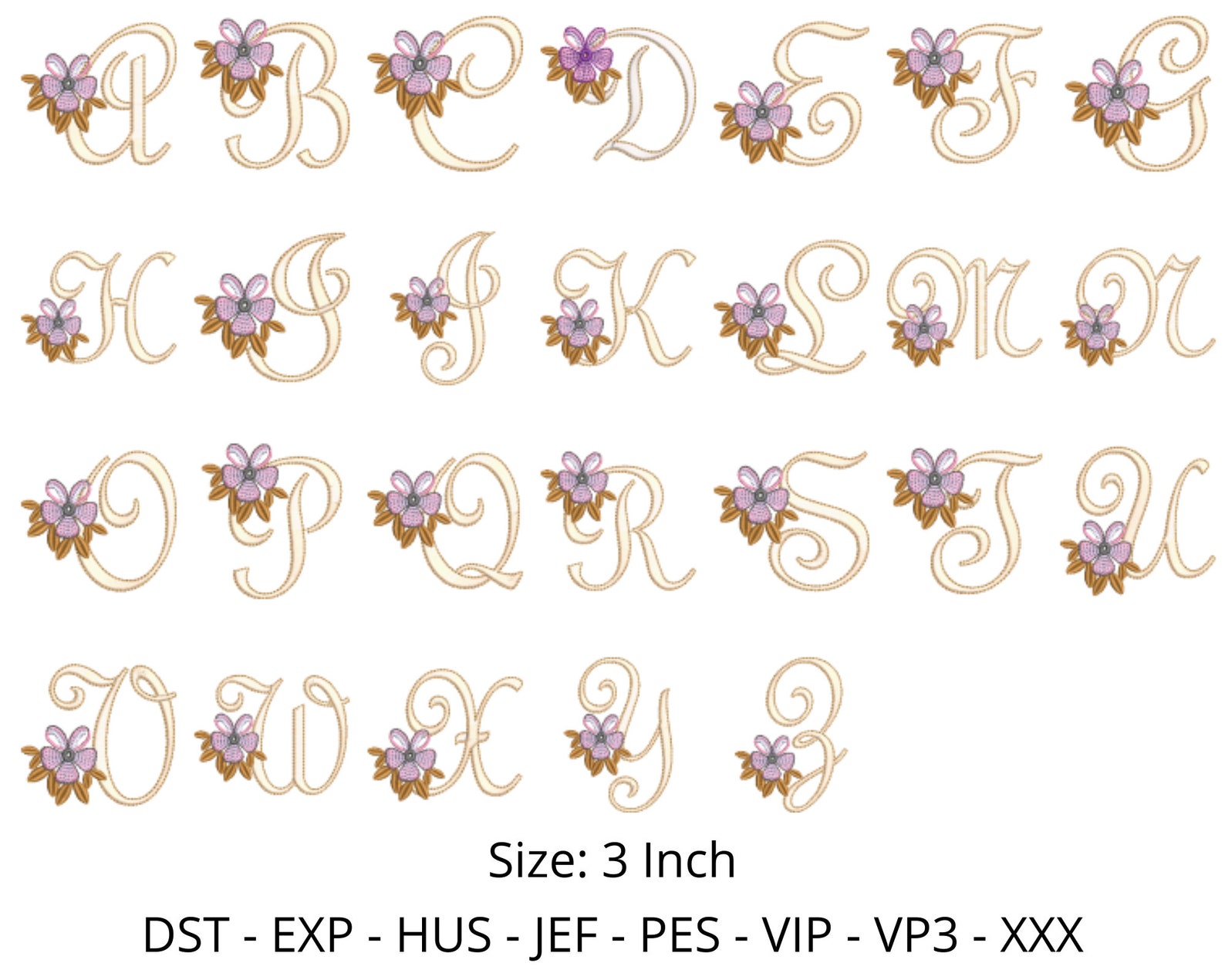 9 Floral Embroidery Font Design Bundle 1 Size 8 Formats - Etsy