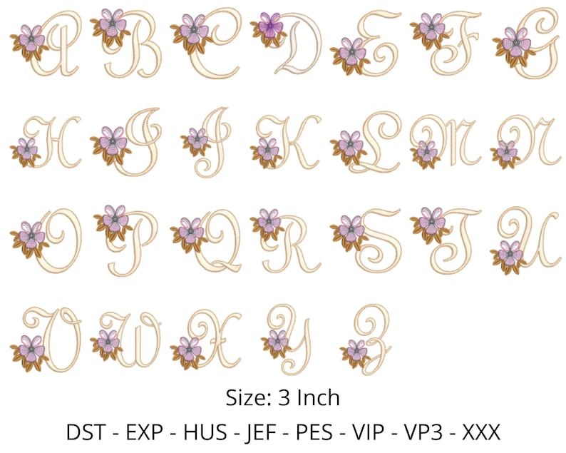 9 Floral Embroidery Font Design Bundle 1 Size 8 Formats - Etsy