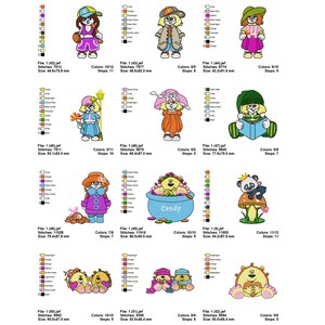 60 Cartoon Embroidery Design Bundle, 8 Formats, Instant Download - Etsy
