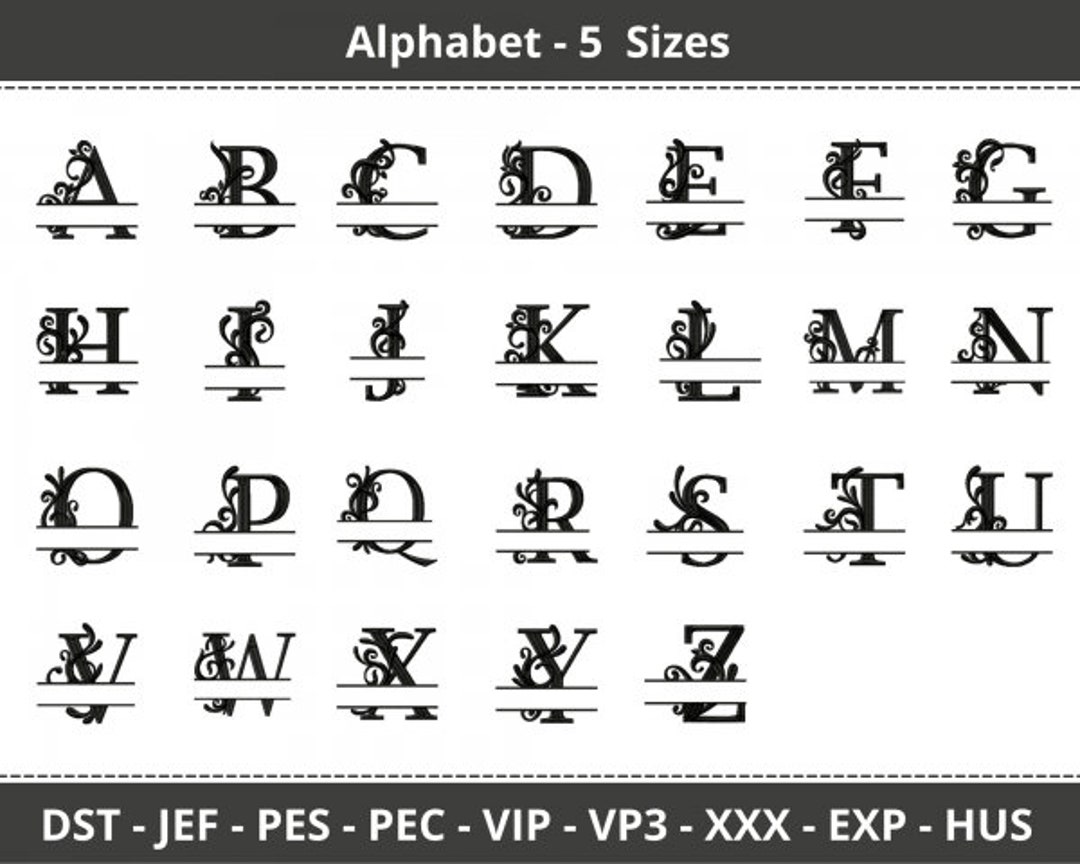 26 Type Split Font Machine Embroidery Designs - Floral Alphabet ...