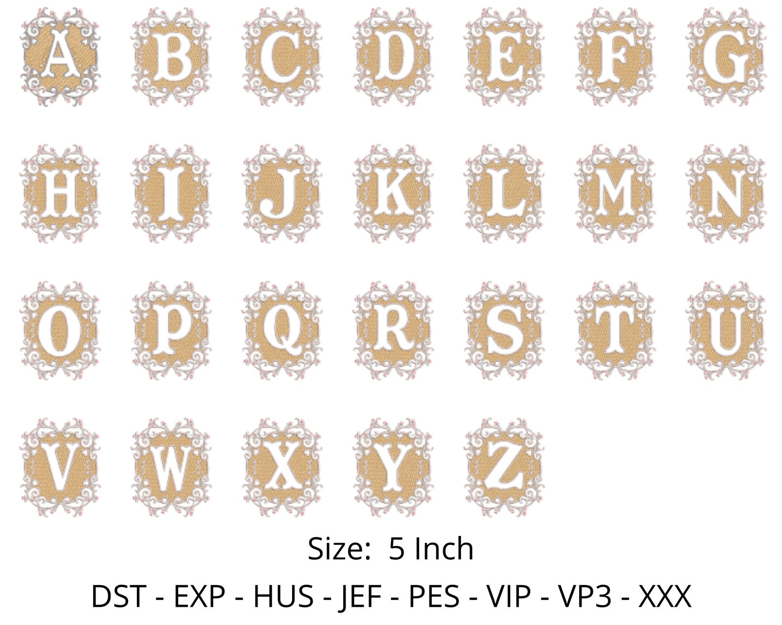 9 Embossed Embroidery Font Designs Bundle, 1 Size, 8 Formats, Instant ...