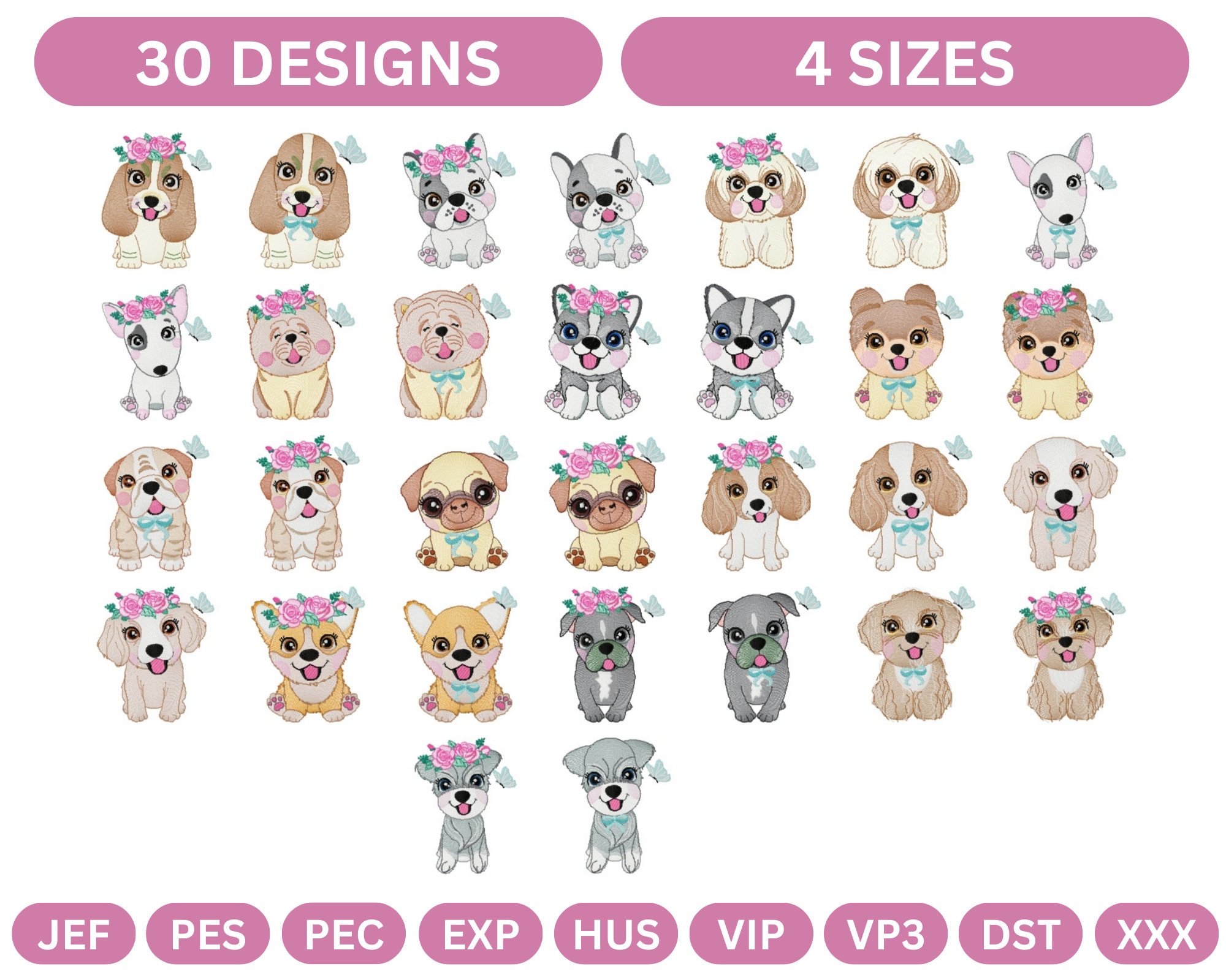 Cute Baby Animals Embroidery Designs 30 Types 4 Sizes Instant Download ...