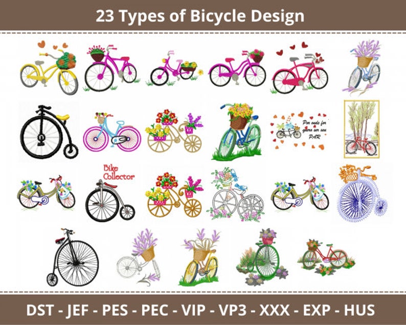 45 Types of Cycles Embroidery Design Bundle Machine - Etsy