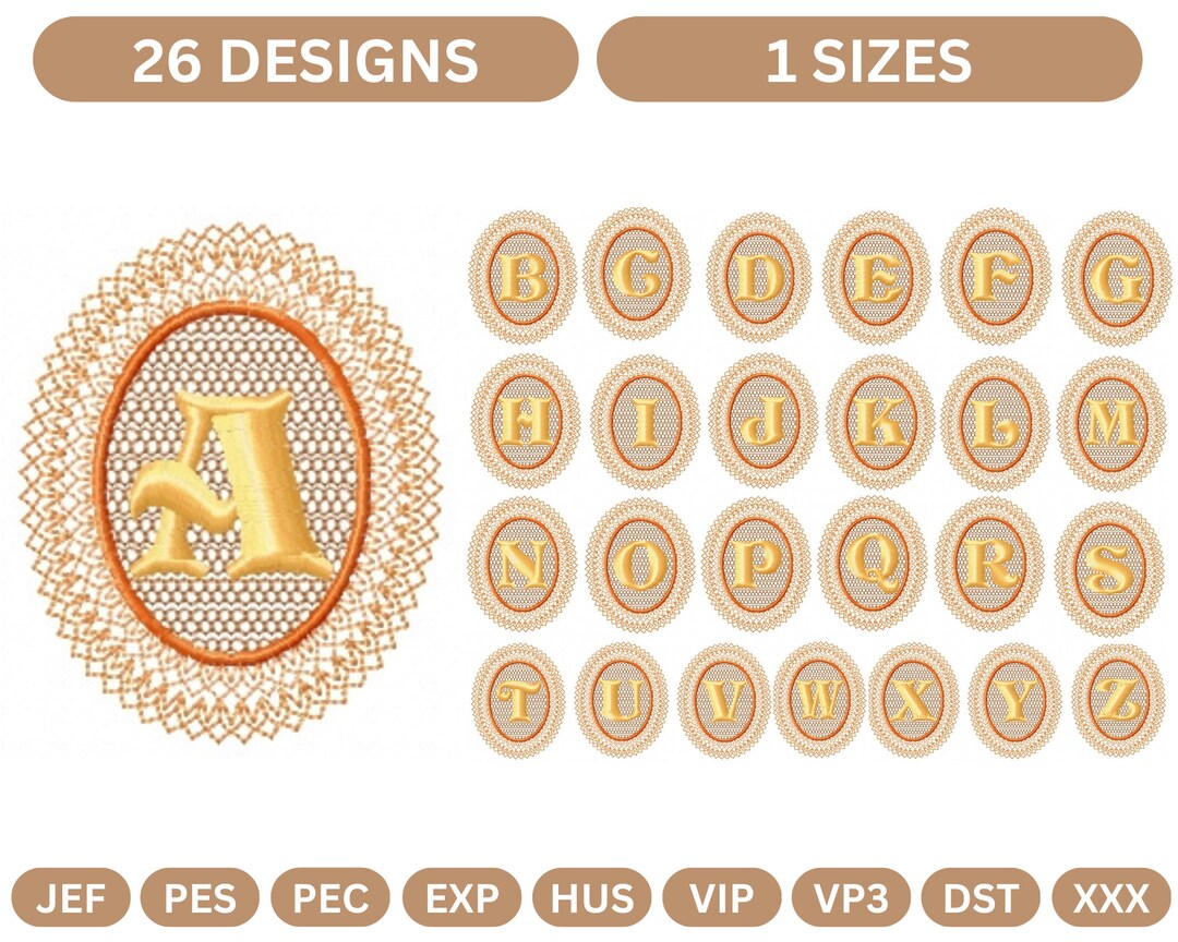 26 Types Alphabet Embroidery Design - Machine Embroidery Pattern – 1 ...