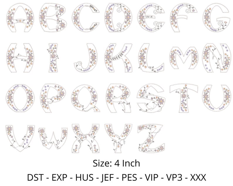 9 Floral Embroidery Font Design Bundle 1 Size 8 Formats - Etsy