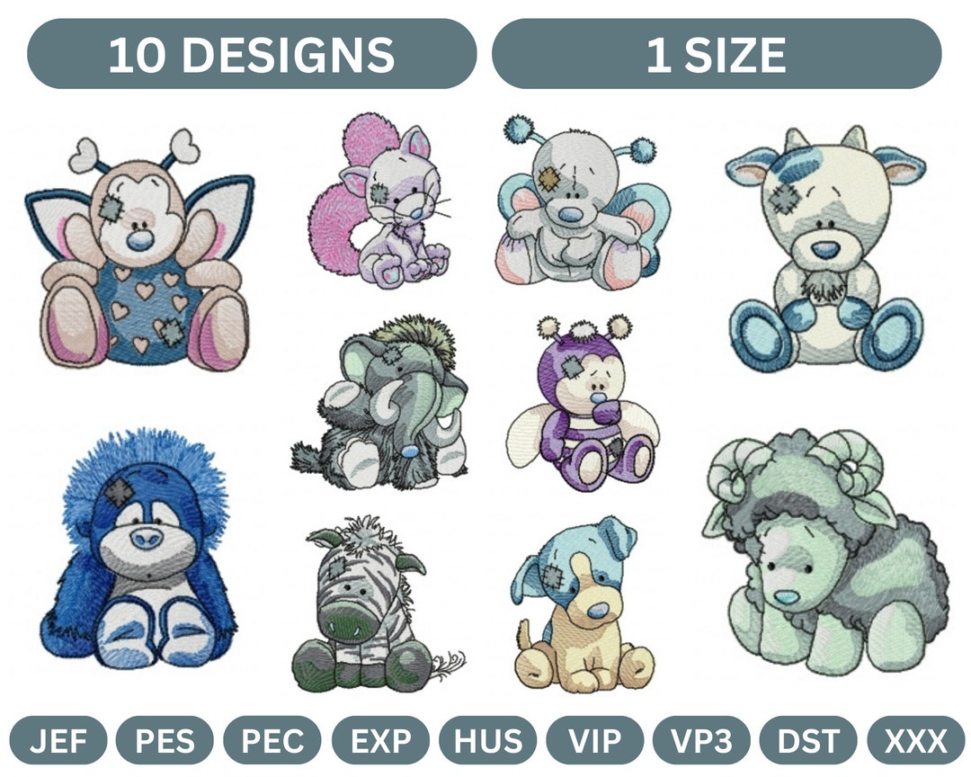 Patchy Animals Machine Embroidery Design,instant Download - Etsy