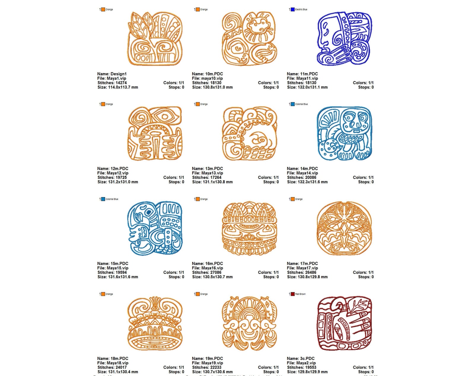 24 Type - Ancient Mayan Art Machine Embroidery Design , Art Design ...