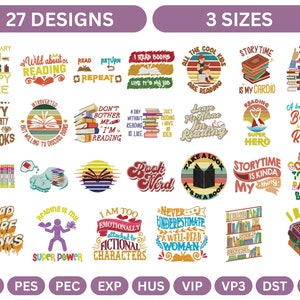 27 - Type Book Themed Embroidery Design, Digital Machine Pattern, 3 ...