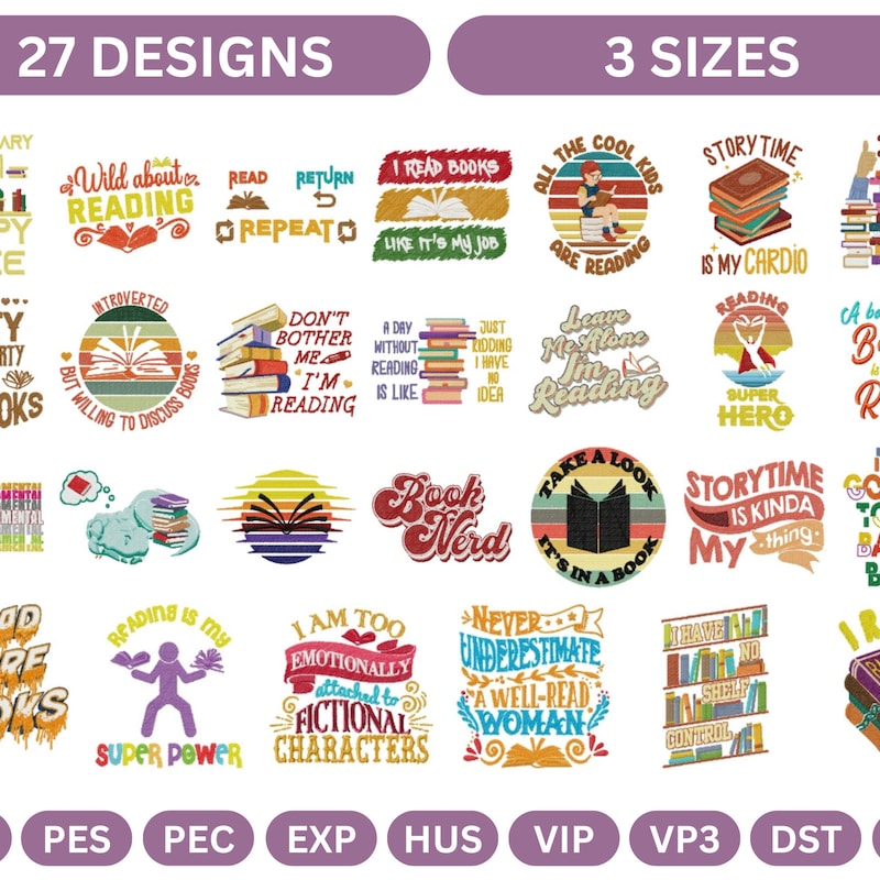 Reading Embroidery Design - Etsy