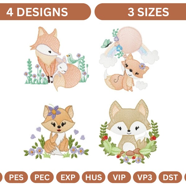 Baby Fox Embroidery - Etsy