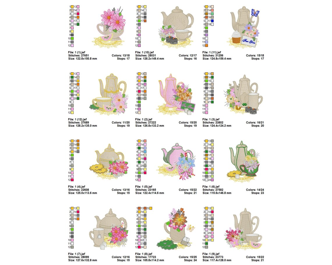 Teapot Machine Embroidery Design, Instant Download - Etsy