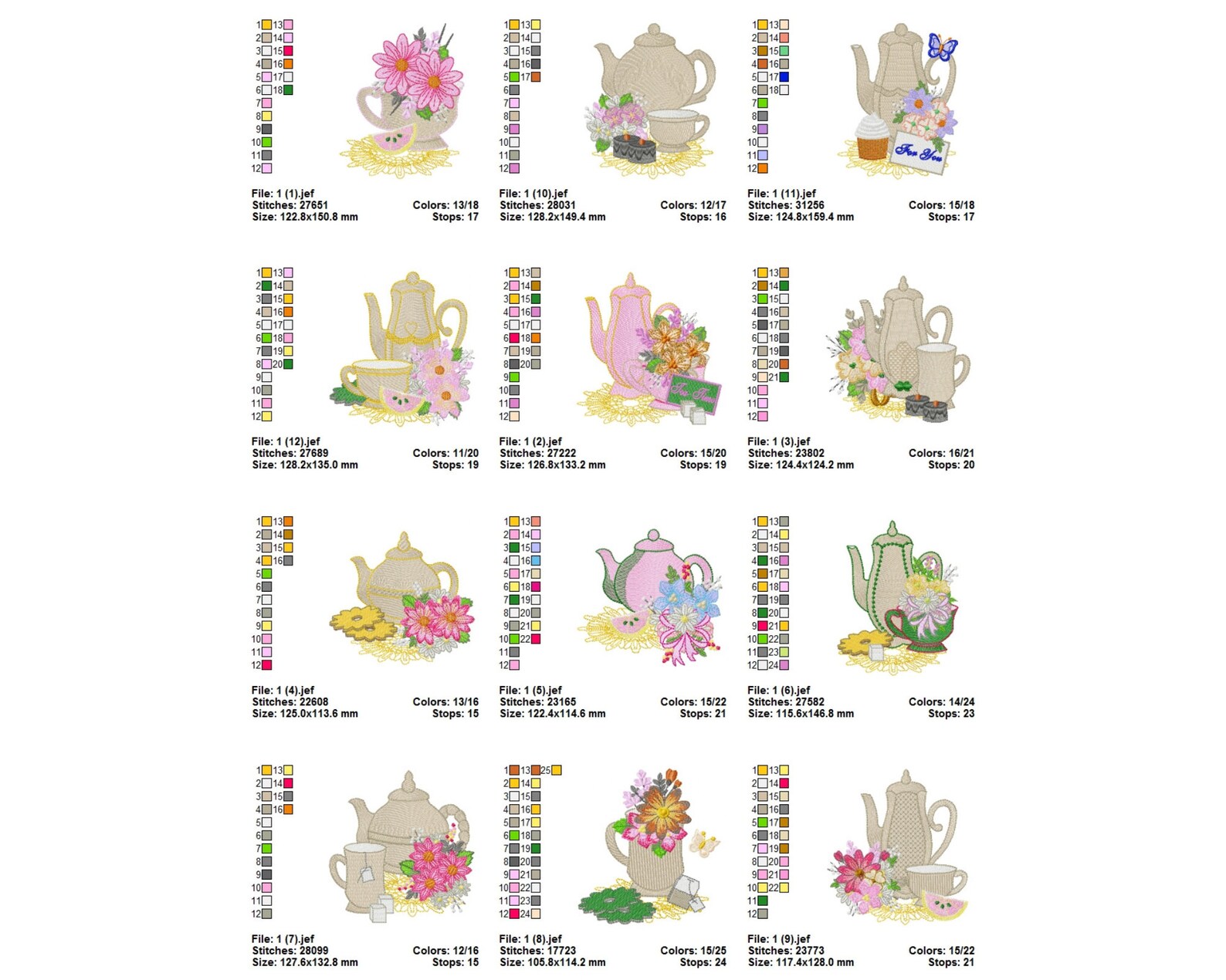 Teapot Machine Embroidery Design, Instant Download - Etsy