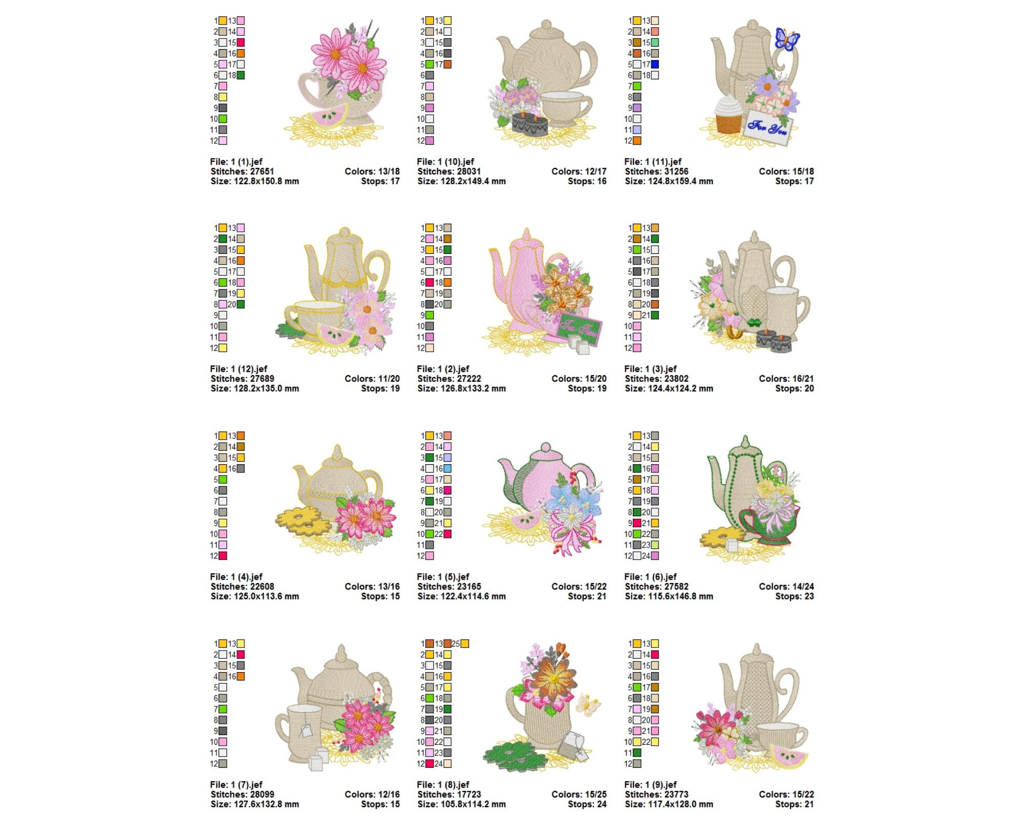 Teapot Machine Embroidery Design, Instant Download - Etsy