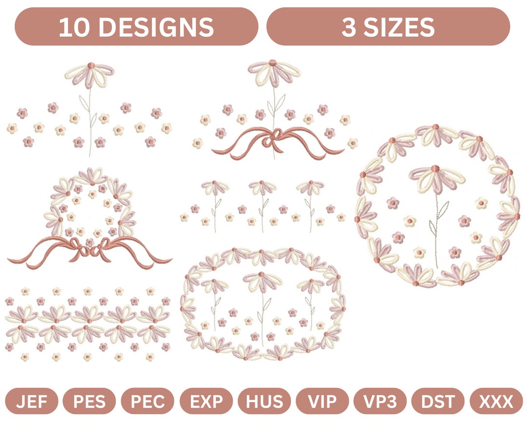 10 Types Applique Small Flower Embroidery Design - Machine Embroidery ...