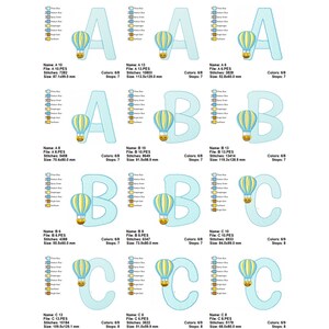 Hot Air Balloon Alphabet Embroidery Designs – 26 Uppercase Letters – 4 ...
