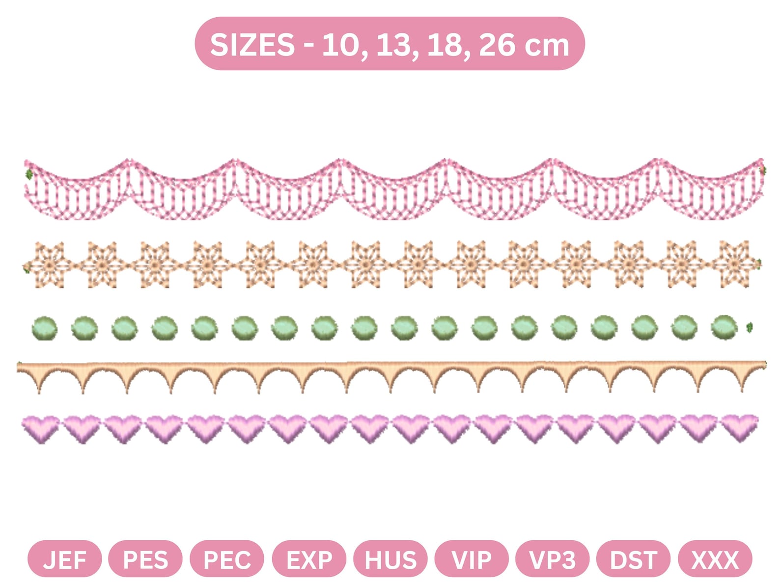 20 Decorative Border Embroidery Designs – Machine Stitch Patterns in 3 ...