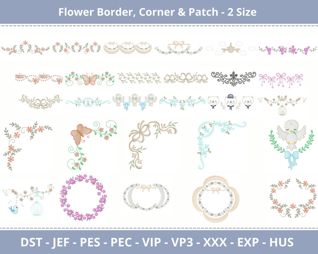 28 Type Flower Border, Corner & Patch for Pillow Cover and Bedsheet ...