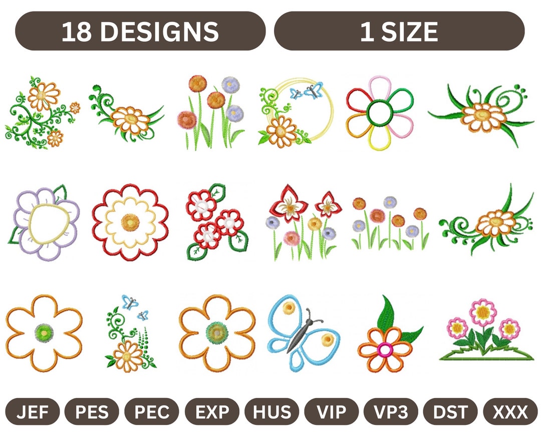 Applique Flowers Machine Embroidery Design,instant Download - Etsy