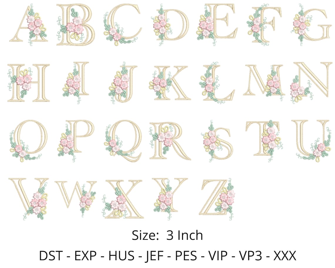 9 Floral Embroidery Font Design Bundle 1 Size 8 Formats - Etsy