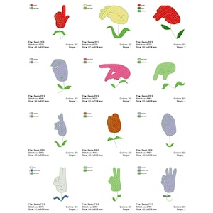 27 Type Alphabet Sign Language Machine Embroidery Design , Alphabet ...