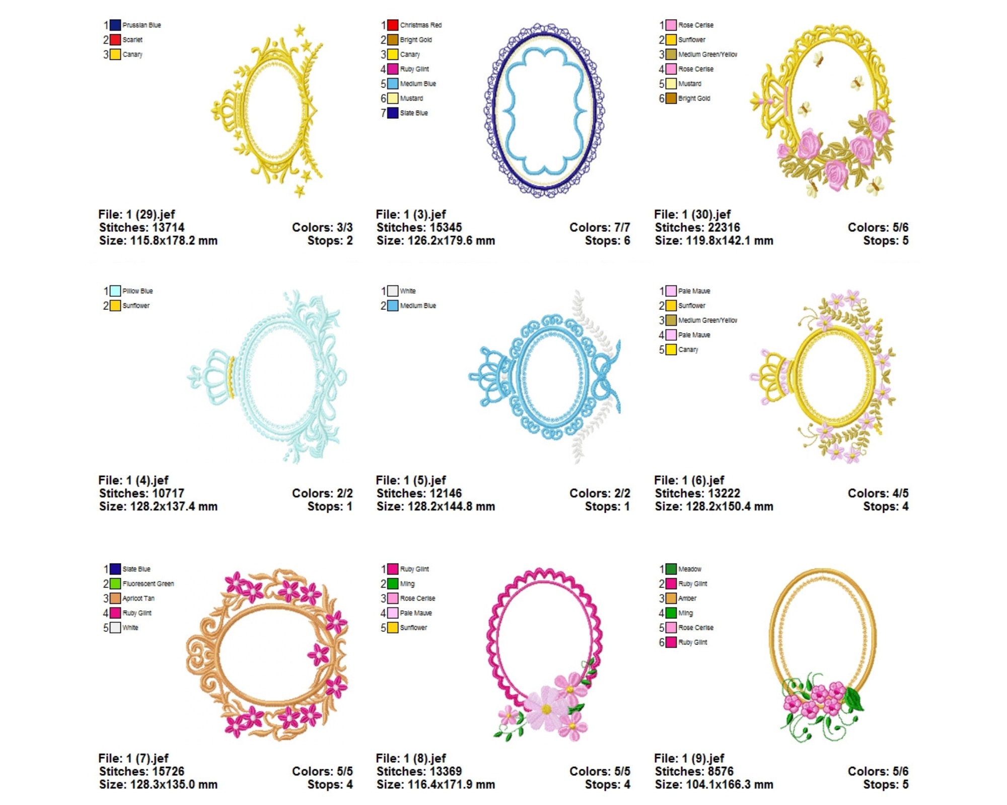 Royal and Floral Frames Machine Embroidery Design,instant Download - Etsy