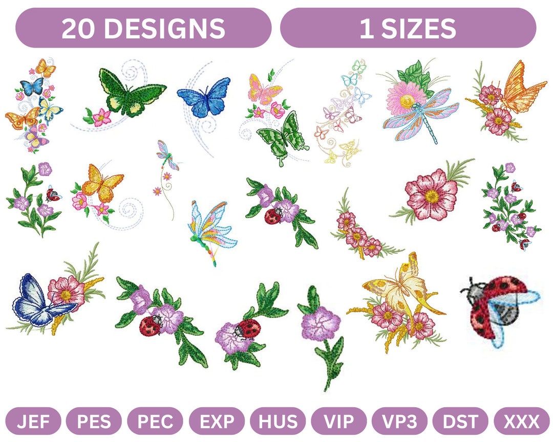 Wings and Petals Machine Embroidery Design,instant Download - Etsy