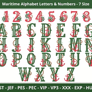 36 Types Maritime Alphabet Letters & Numbers Embroidery Designs – 7 ...