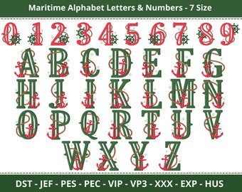 Maritime Alphabet Letters & Numbers Embroidery Designs 7 Sizes Instant ...