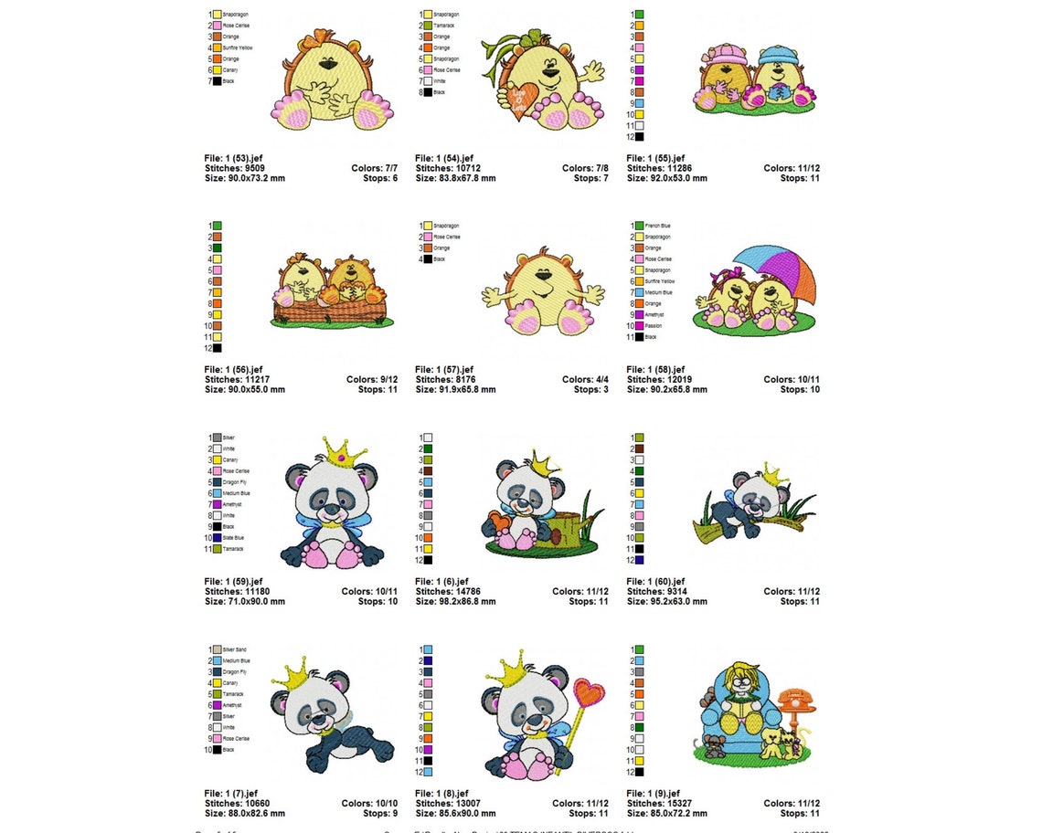 60 Cartoon Embroidery Design Bundle, 8 Formats, Instant Download - Etsy