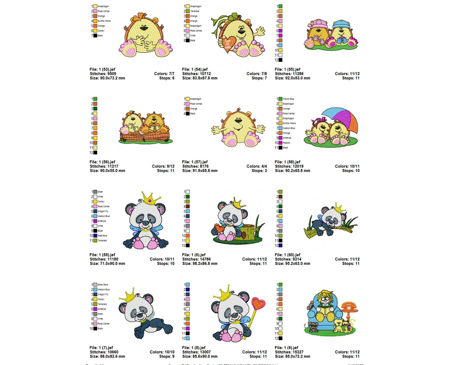 60 Cartoon Embroidery Design Bundle, 8 Formats, Instant Download - Etsy